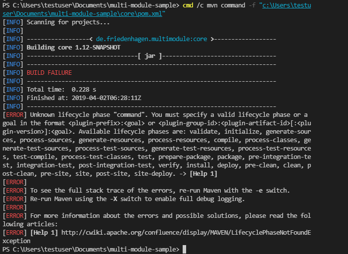 Maven Command History isn't listed correct command name and failed to execute 'command' · Issue ...