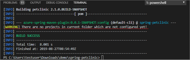 azure-spring:config warning message is incorrect · Issue #765 · microsoft/azure-maven-plugins ...