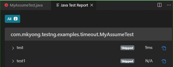 Test runner does not skip assume case when the condition's not met ...
