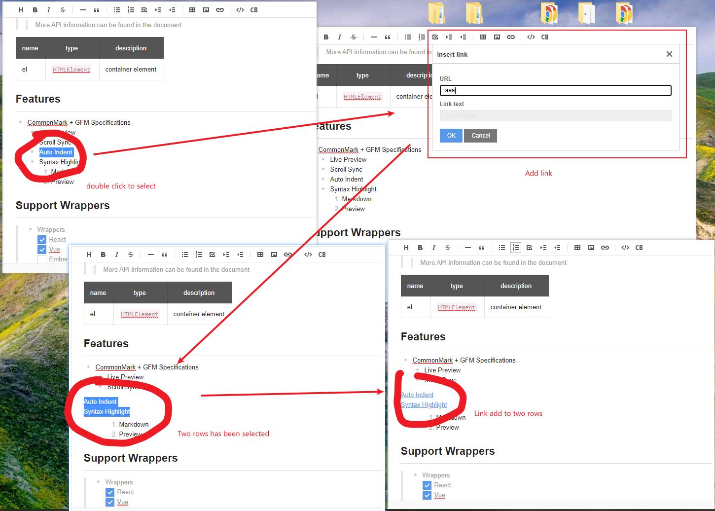 Add Link With Double Click TEXT · Issue #1545 · nhn/tui.editor · GitHub
