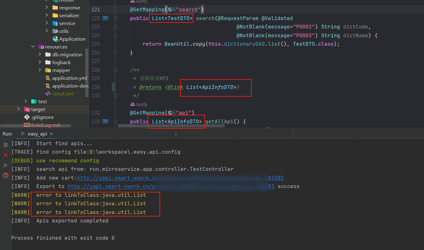 [Bug] 导出返回值为List 类型的接口有警告错误 · Issue #867 · tangcent/easy-yapi · GitHub