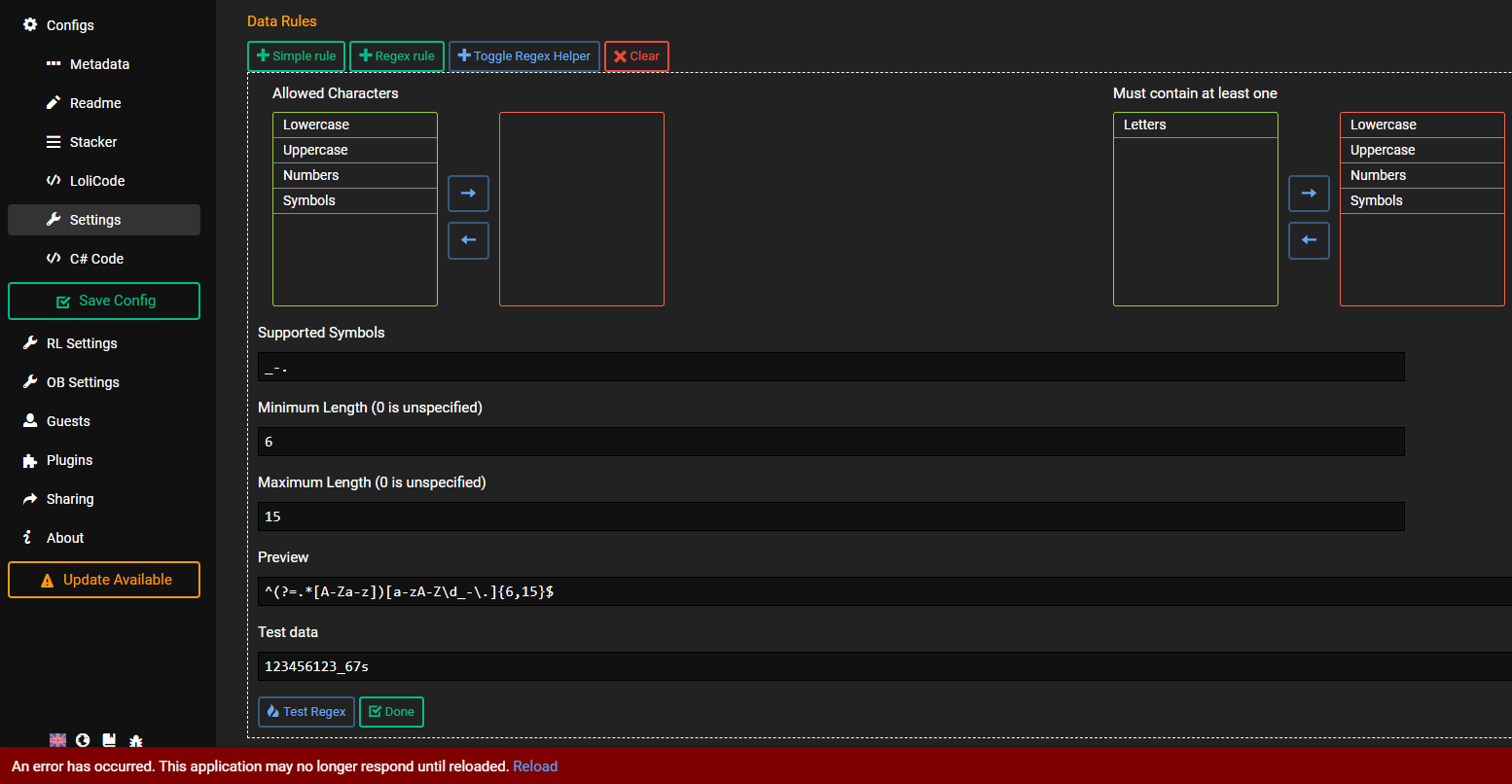 [Bug]: RegEx Helper Dash Bug · Issue #583 · openbullet/OpenBullet2 · GitHub
