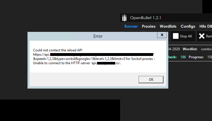 [BUG] Suppress (Could not contact the reload API) popup errorbox · Issue #639 · openbullet ...