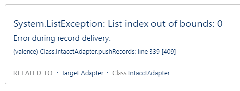 Tried to use IntacctAdapter as target adapter for user defined dimension records but got an ...