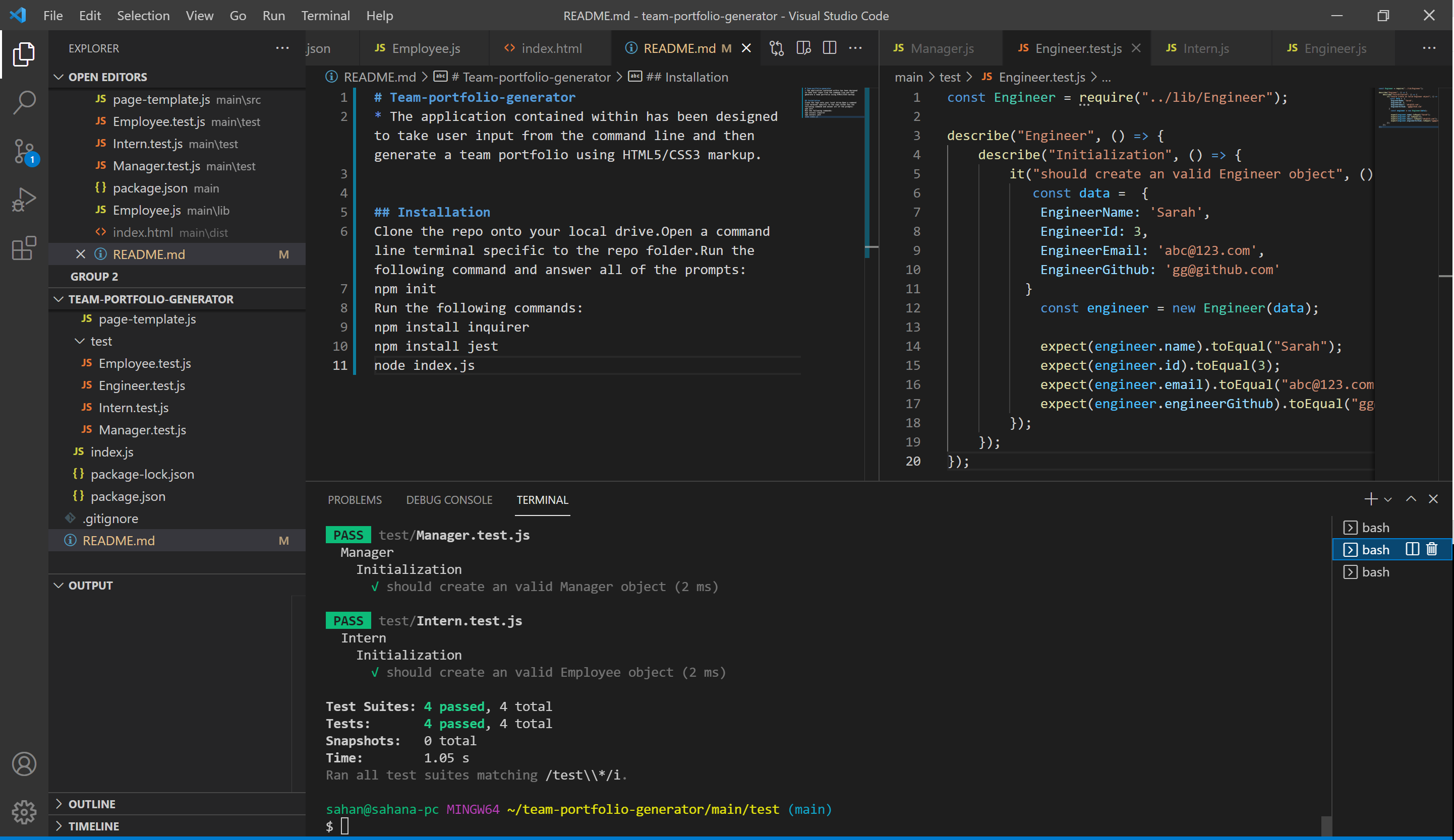 GitHub - sahanamai/team-portfolio-generator