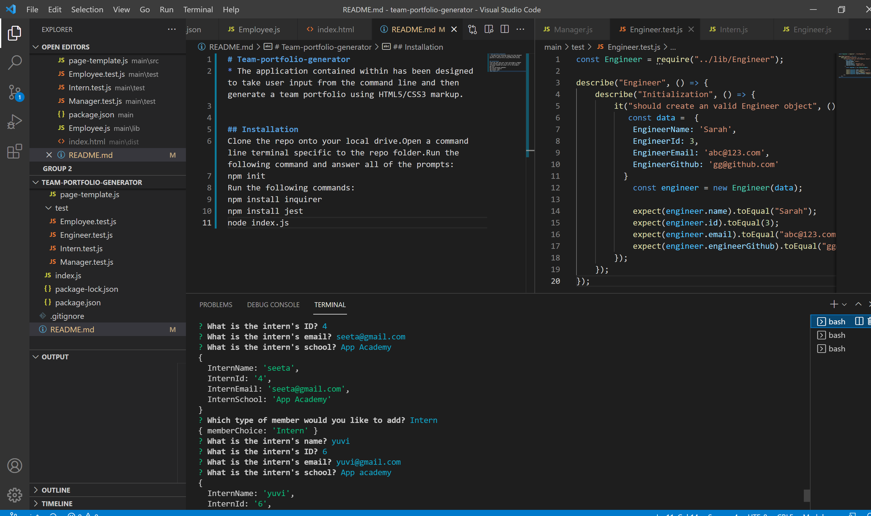 GitHub - sahanamai/team-portfolio-generator