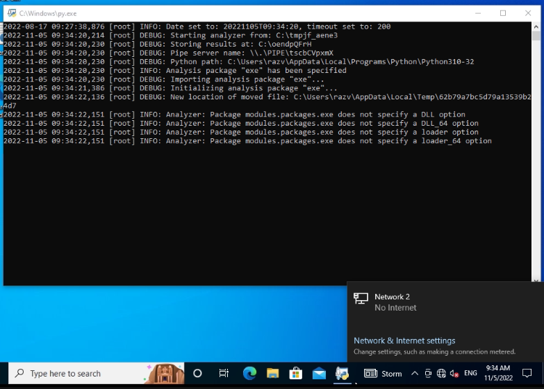 No internet access during analysis. No network results. No PCAP dumps. · Issue #1234 ...