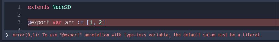 GDScript: export var type not inferred if the default value is array ...