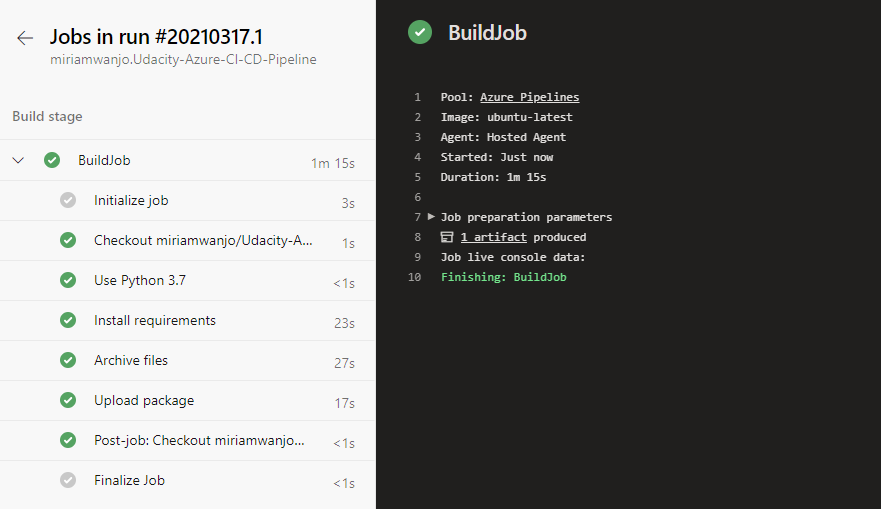 GitHub - miriamwanjo/Udacity-Azure-CI-CD-Pipeline: A repository with a scaffolding that will ...