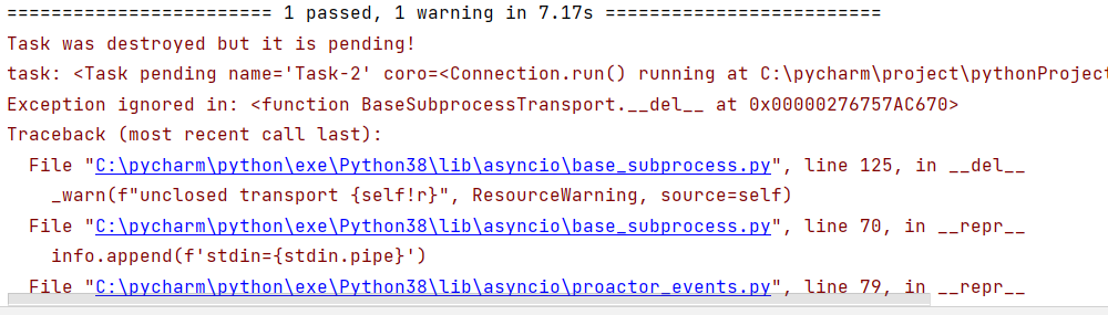 Why is an error reported when using an asynchronous method: task was destroyed but it is pending ...