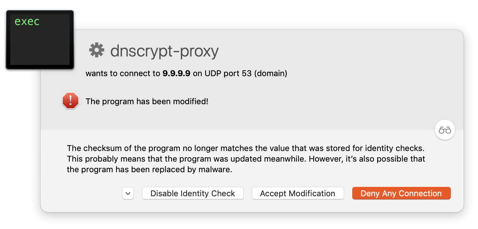 Little Snitch Flagging Dnscrypt Proxy As Being Modified Checksum Mismatch · Issue 819