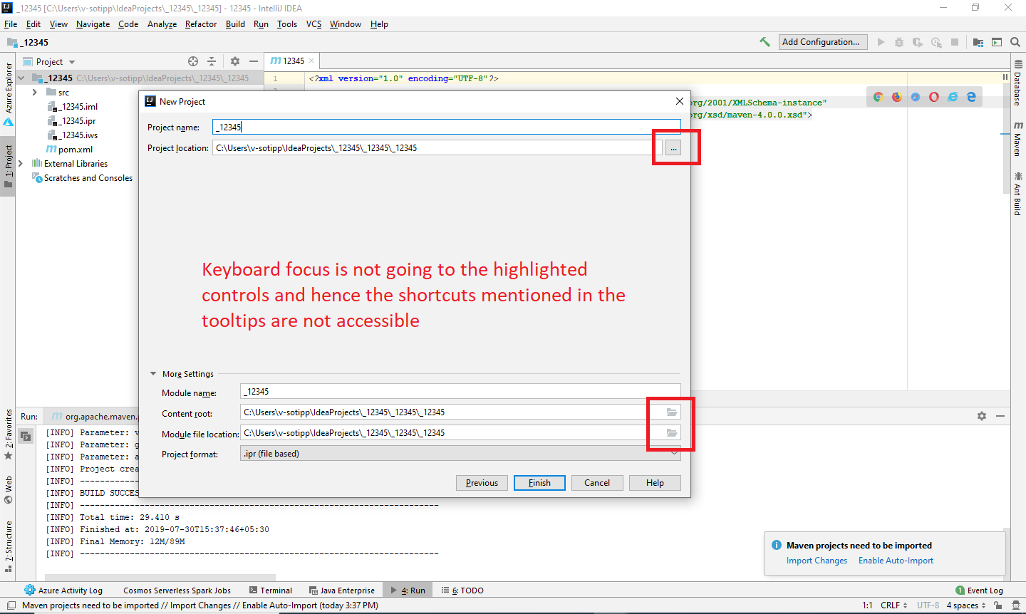 [Accessibility]A11y_Java Tooling for IntelliJEclipse_Customize New Project_Keyboard: Tooltips ...