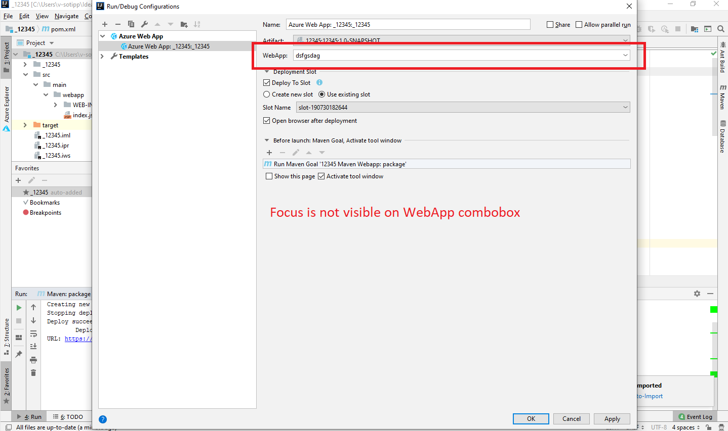 [Accessibility]A11y_Java Tooling for IntelliJEclipse_Deploy to Azure_Keyboard: Focus is not ...