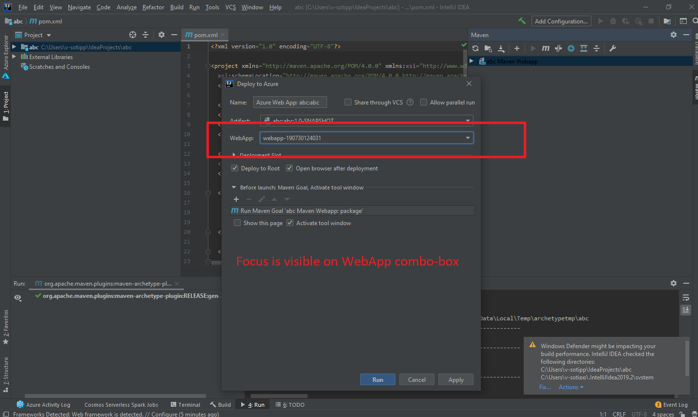 [Accessibility]A11y_Java Tooling for IntelliJEclipse_Deploy to Azure_Keyboard: Focus is not ...