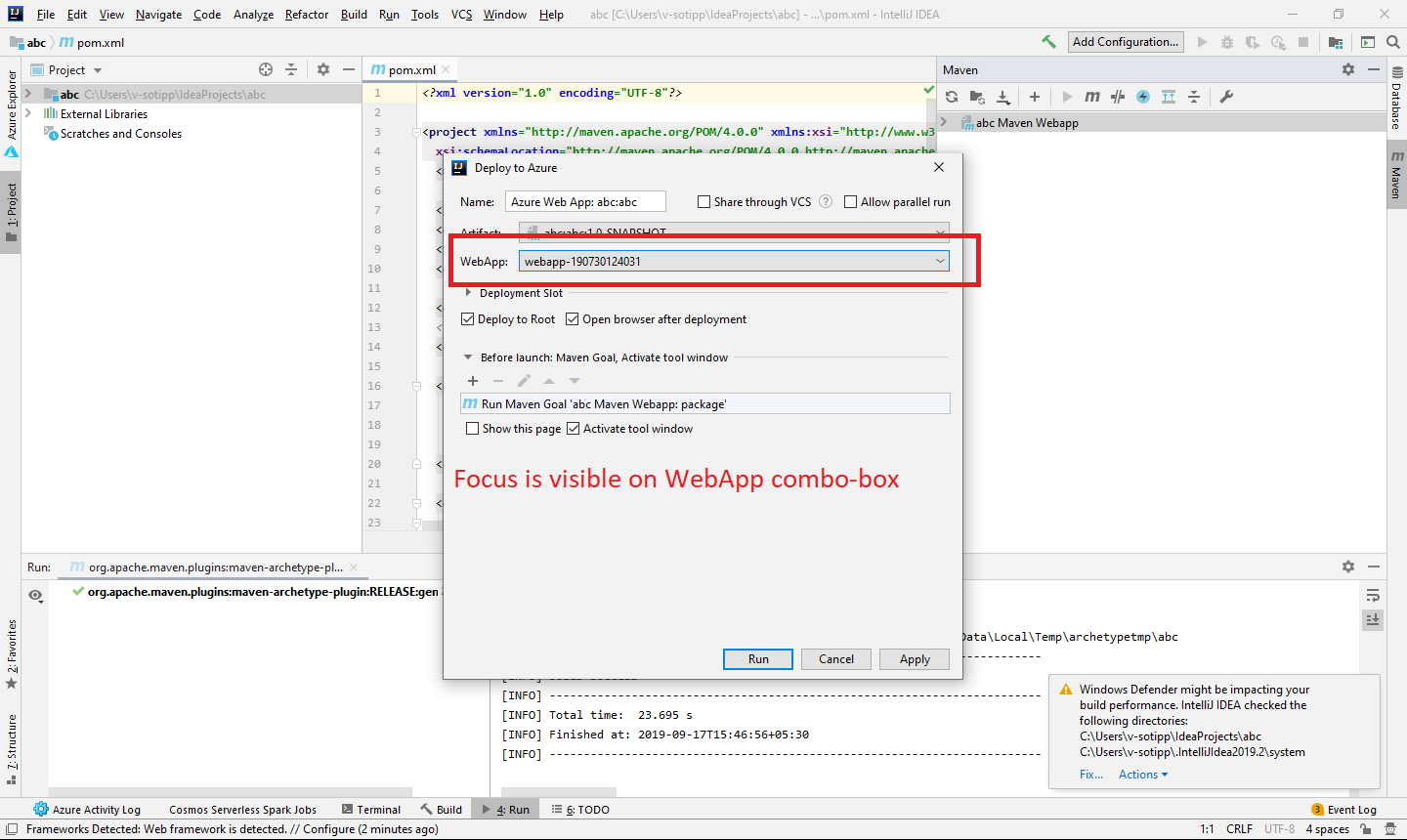 [Accessibility]A11y_Java Tooling for IntelliJEclipse_Deploy to Azure_Keyboard: Focus is not ...
