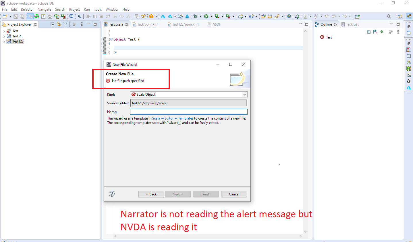 [Accessibility]A11y_ Java Tooling for IntelliJ/Eclipse_ Eclipse Azure Sign In_Screen Reader ...