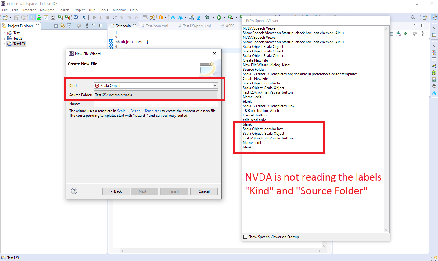 [accessibility]a11y Java Tooling For Intellij Eclipse Create New File Screen Reader Narrator