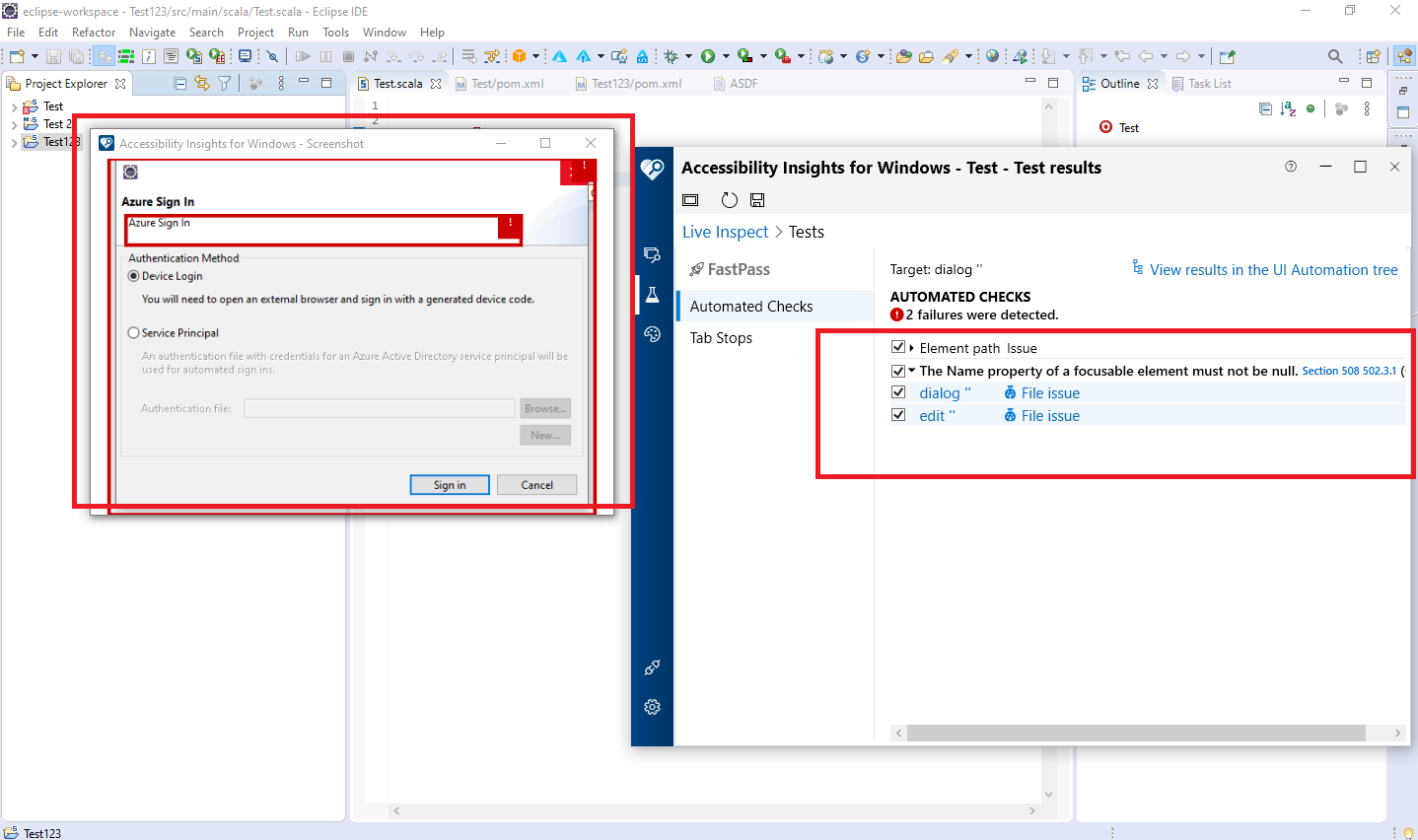 [Accessibility] MAS 4.2.1: (eclipse/edit '') The Name property of a focusable elements must not ...