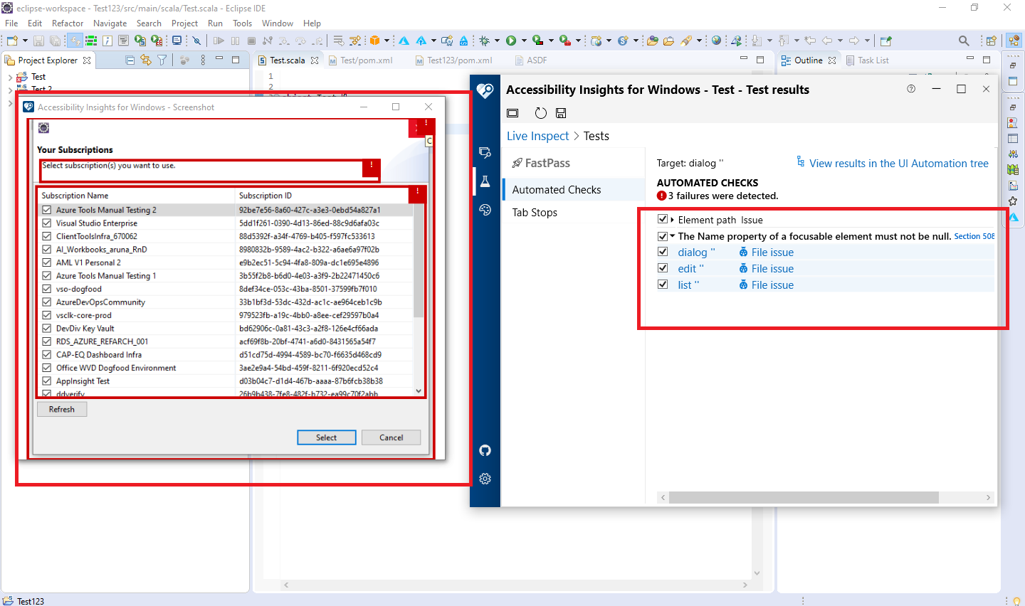 [Accessibility] MAS 4.2.1: (eclipse/list '') The Name property of a focusable elements must not ...