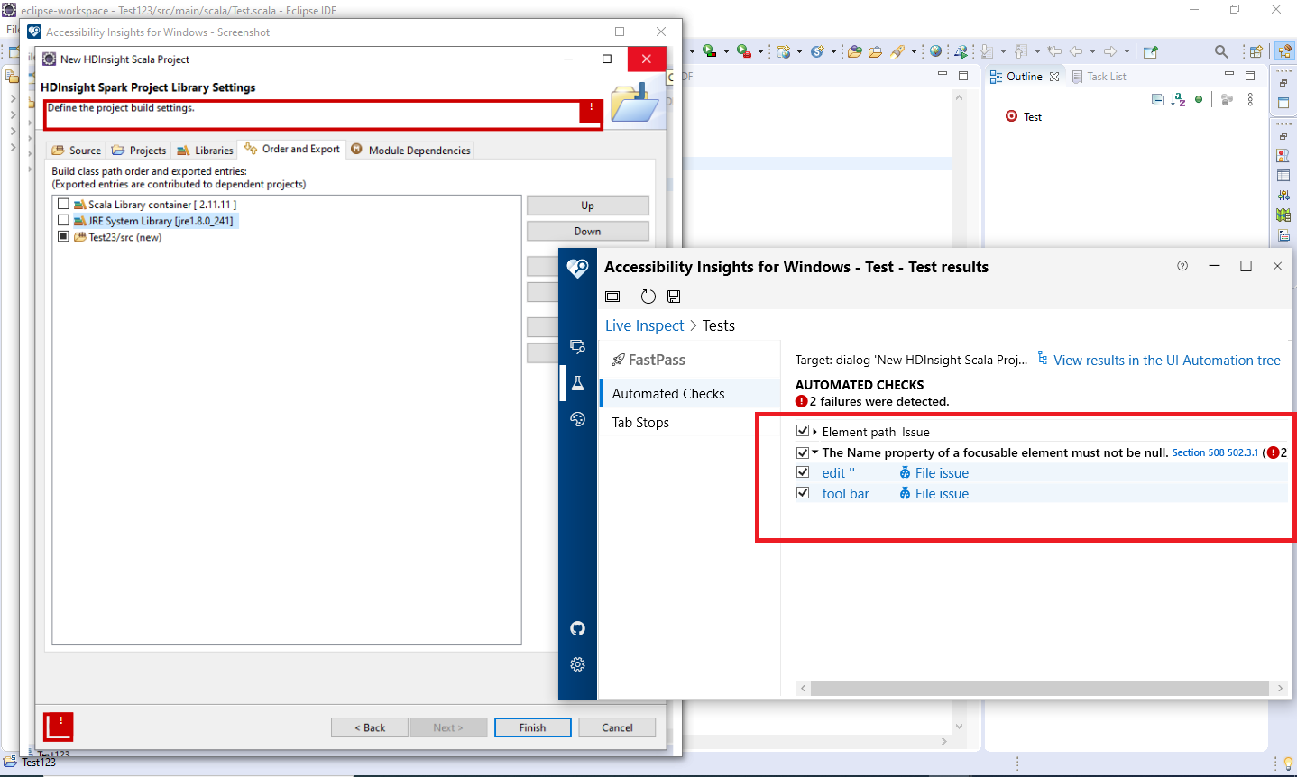 [Accessibility] MAS 4.2.1: (eclipse/tool bar '') The Name property of a focusable element must ...