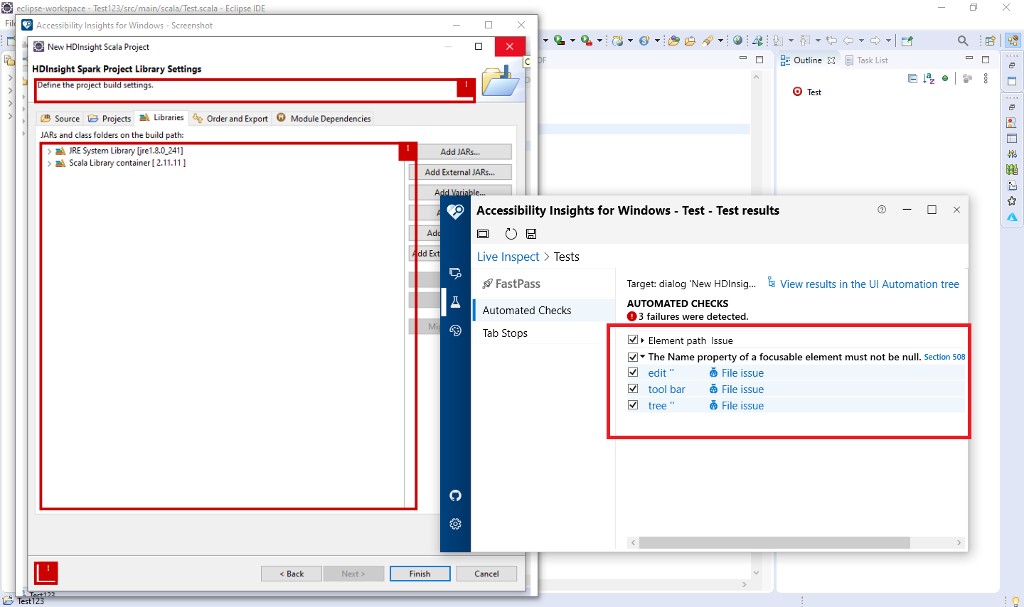 [Accessibility] MAS 4.2.1: (eclipse/tool bar '') The Name property of a focusable element must ...