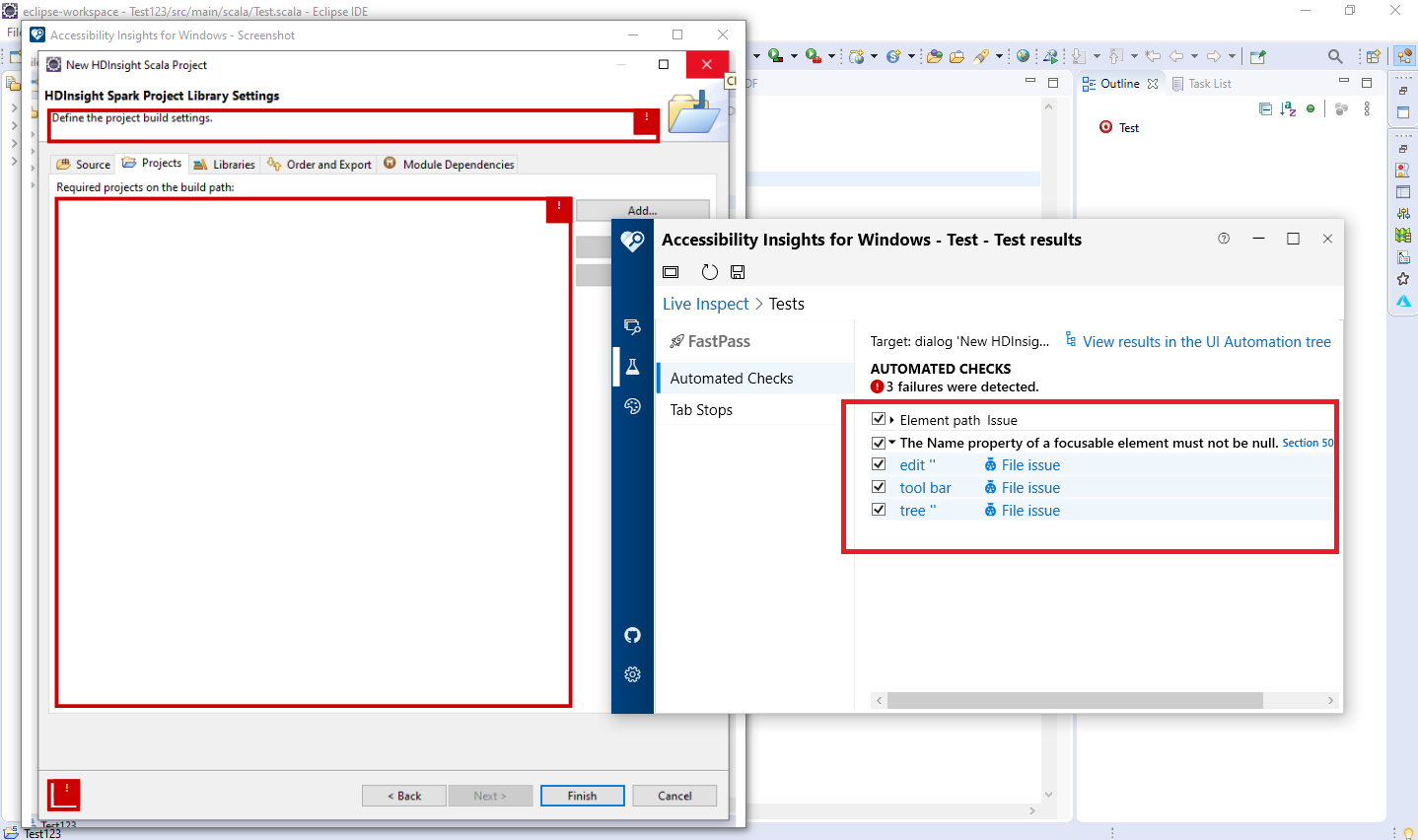 [Accessibility] MAS 4.2.1: (eclipse/tool bar '') The Name property of a focusable element must ...