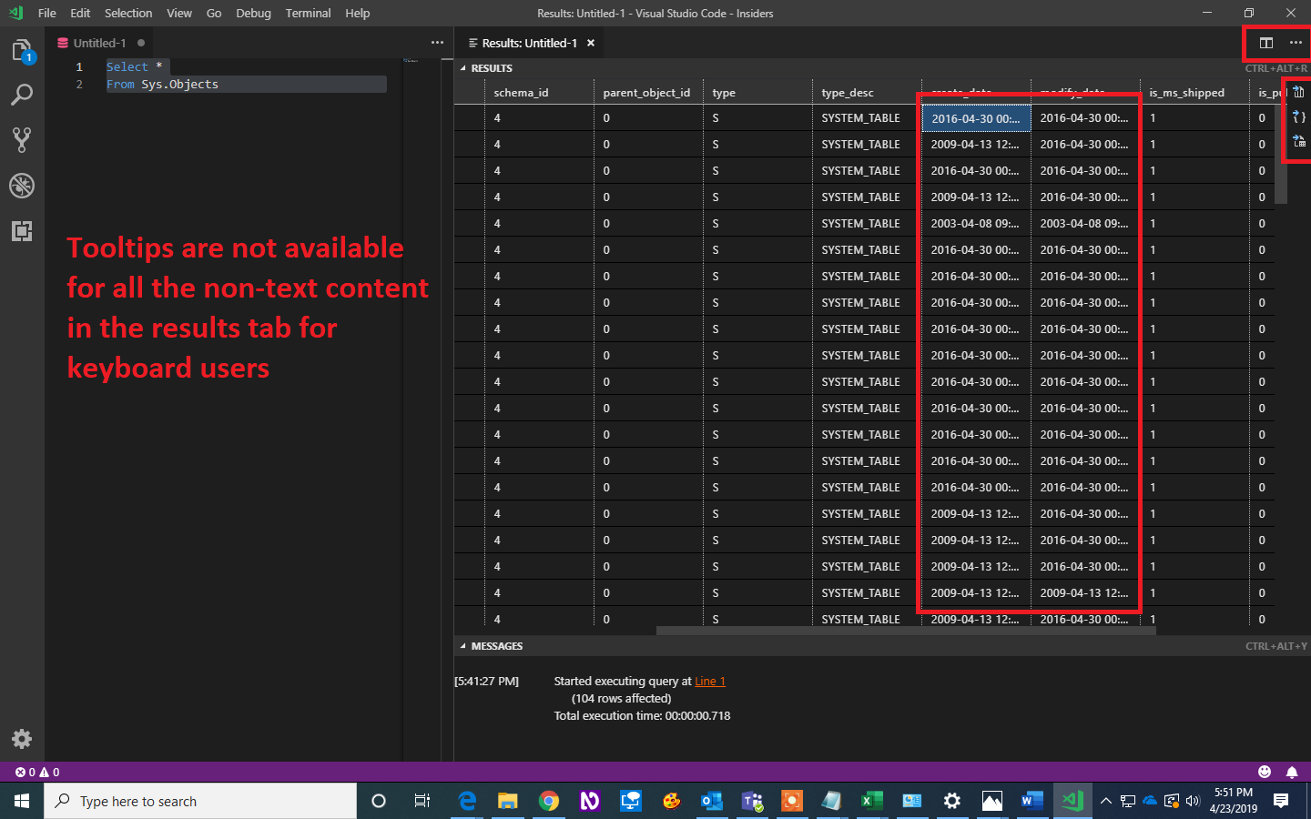 A11y_mssql for VSCode_Results Tab_Non-text Content: Tooltips are not available for all the non ...