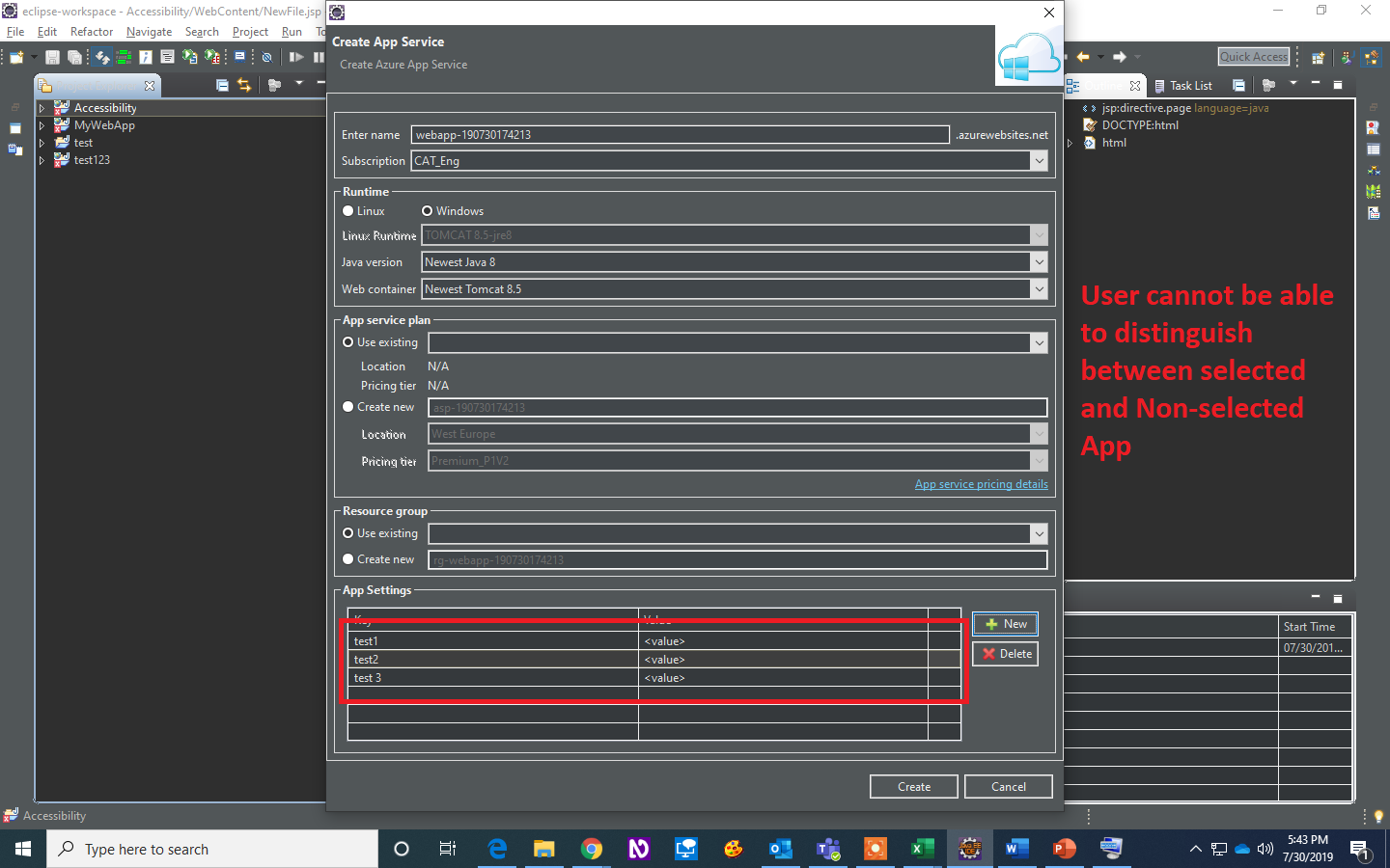 [Accessibility]A11y_ Java Tooling for IntelliJ/Eclipse_Select JSP Template: The information that ...