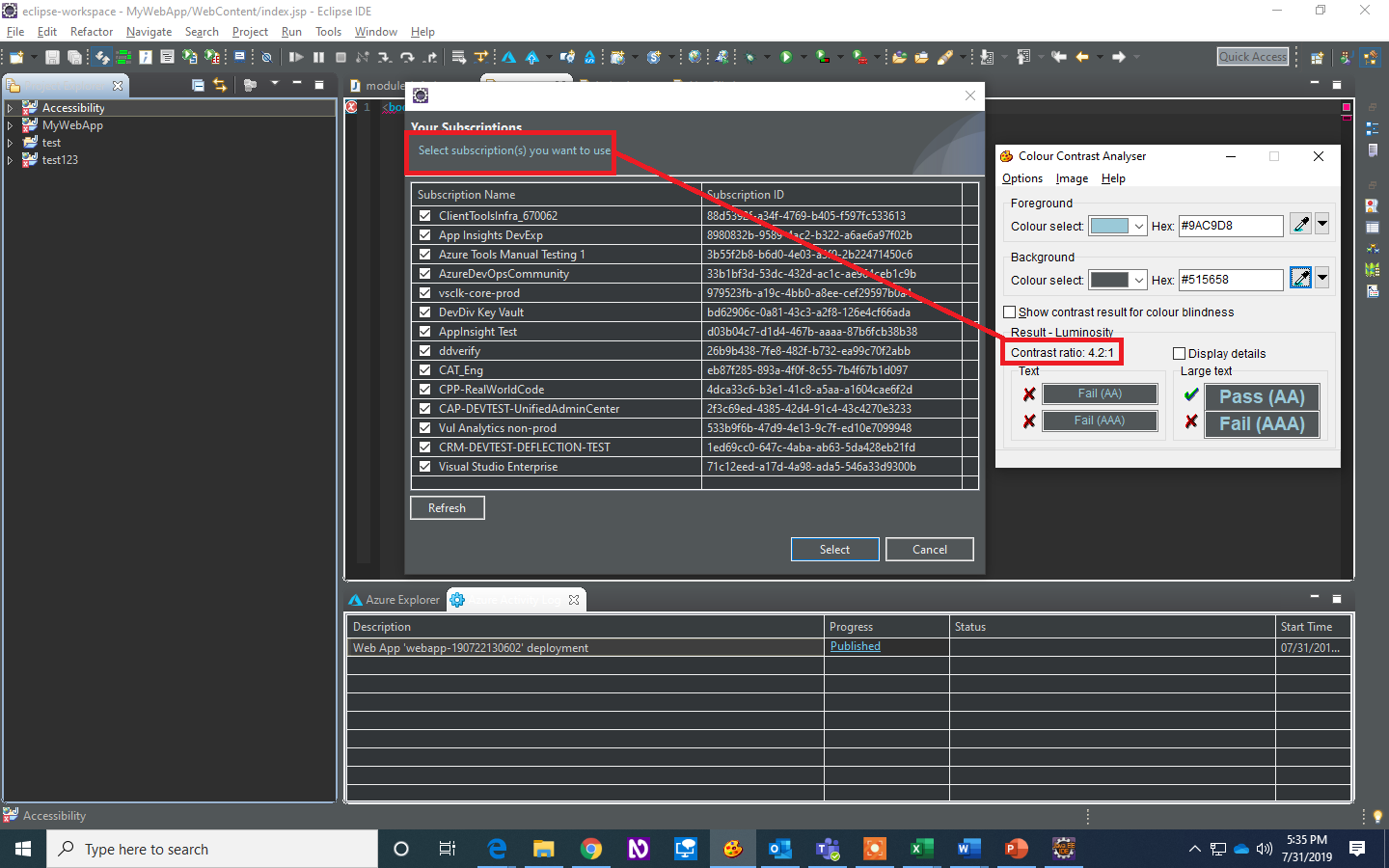 [Accessibility]A11y_ Java Tooling for IntelliJ/Eclipse_Eclipse Azure Sign In (Dark Theme)_Color ...