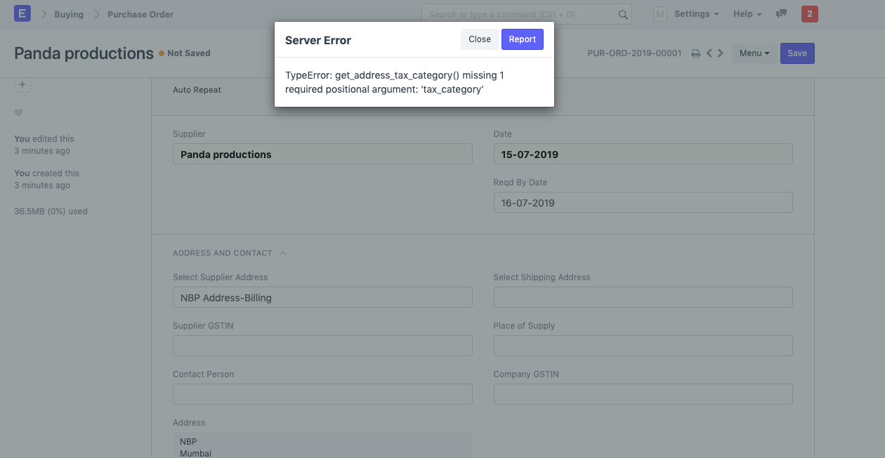 Tax category issue while creating address for Supplier · Issue #18322 · frappe/erpnext · GitHub