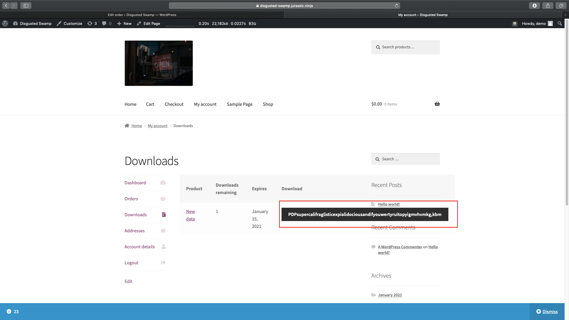 [GlobalStep - WooCommerce 4.9] Downloadable file name appears misaligned on "Order Received" and ...