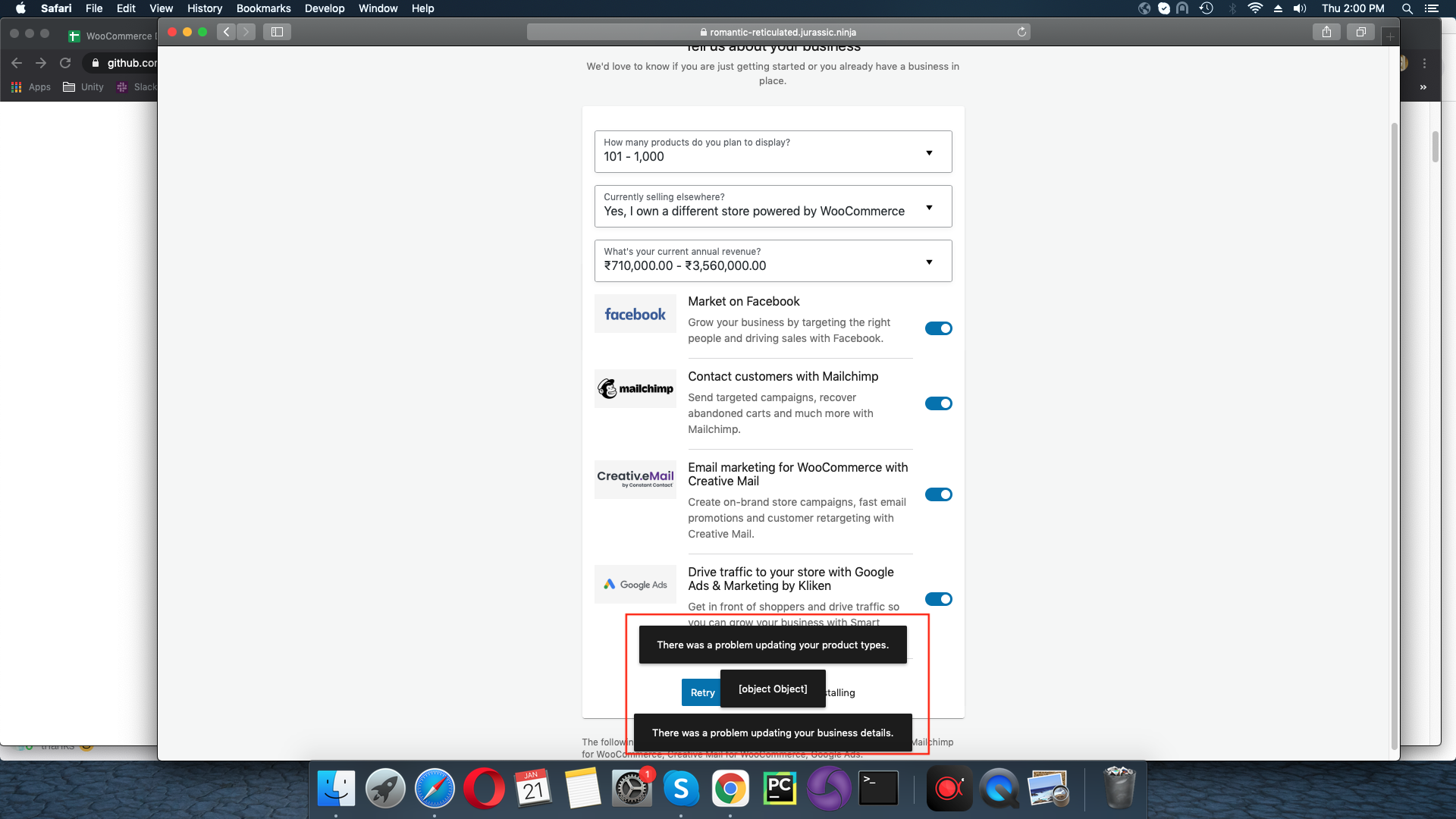 [GlobalStep - WooCommerce 5.0 Beta 1] "[object Object]" error message is triggered randomdly ...