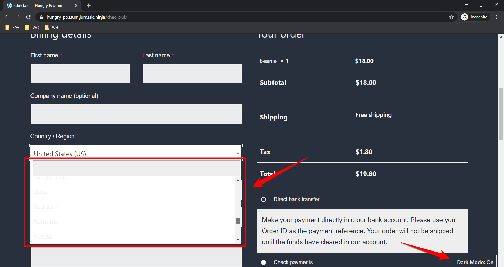 [GlobalStep] For Twenty Twenty One theme, when dark mode is enabled "Dropdown" option within the ...