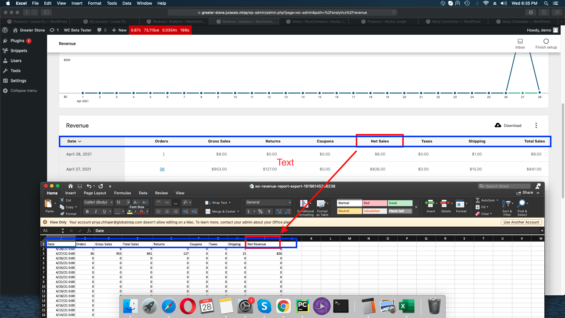 [GlobalStep] Revenue and Orders table titles and column sequences fails to match with its ...