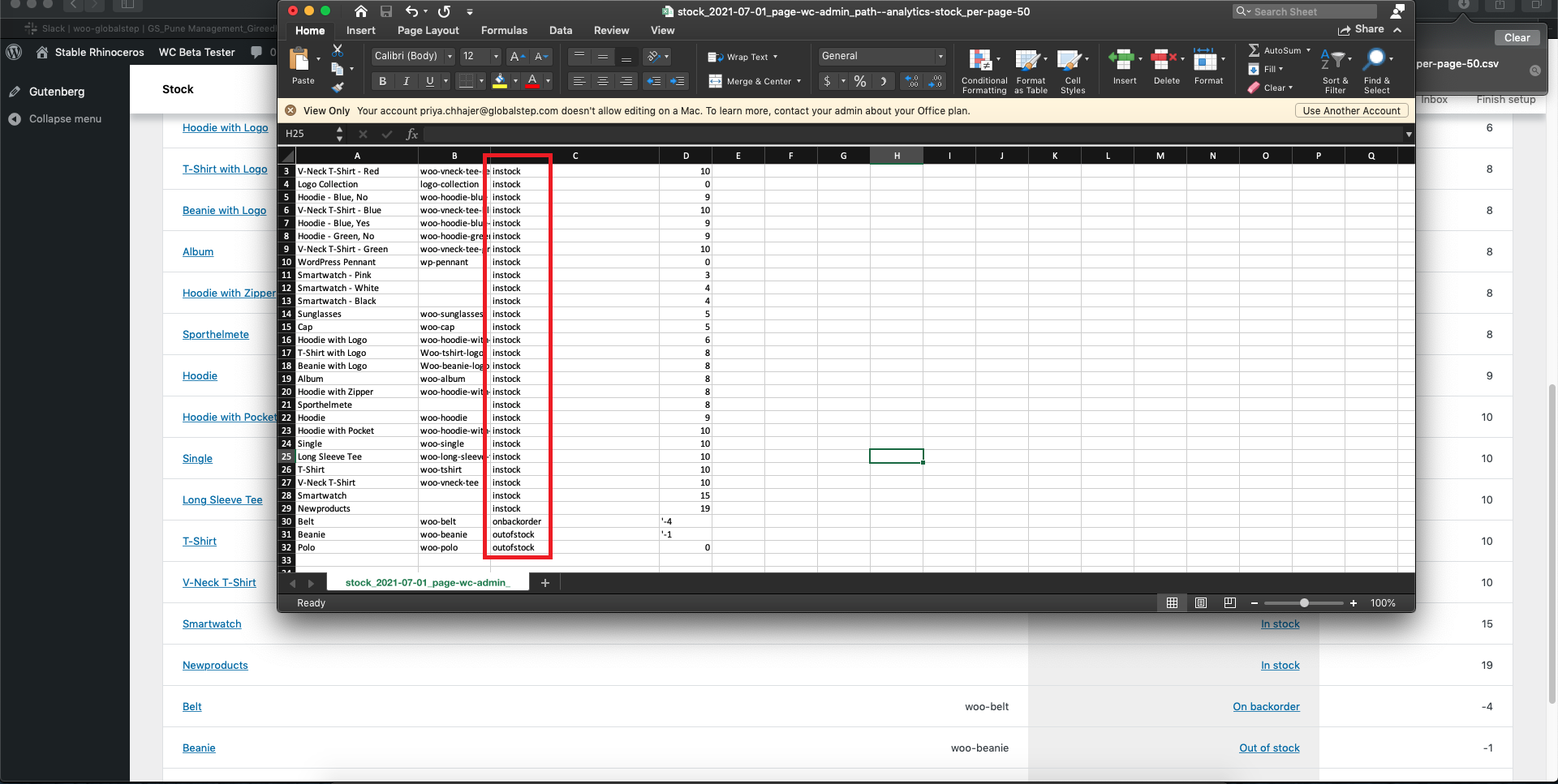 [GlobalStep] CSV downloaded from Analytics->Stocks screen has "Stock" status as single word ...