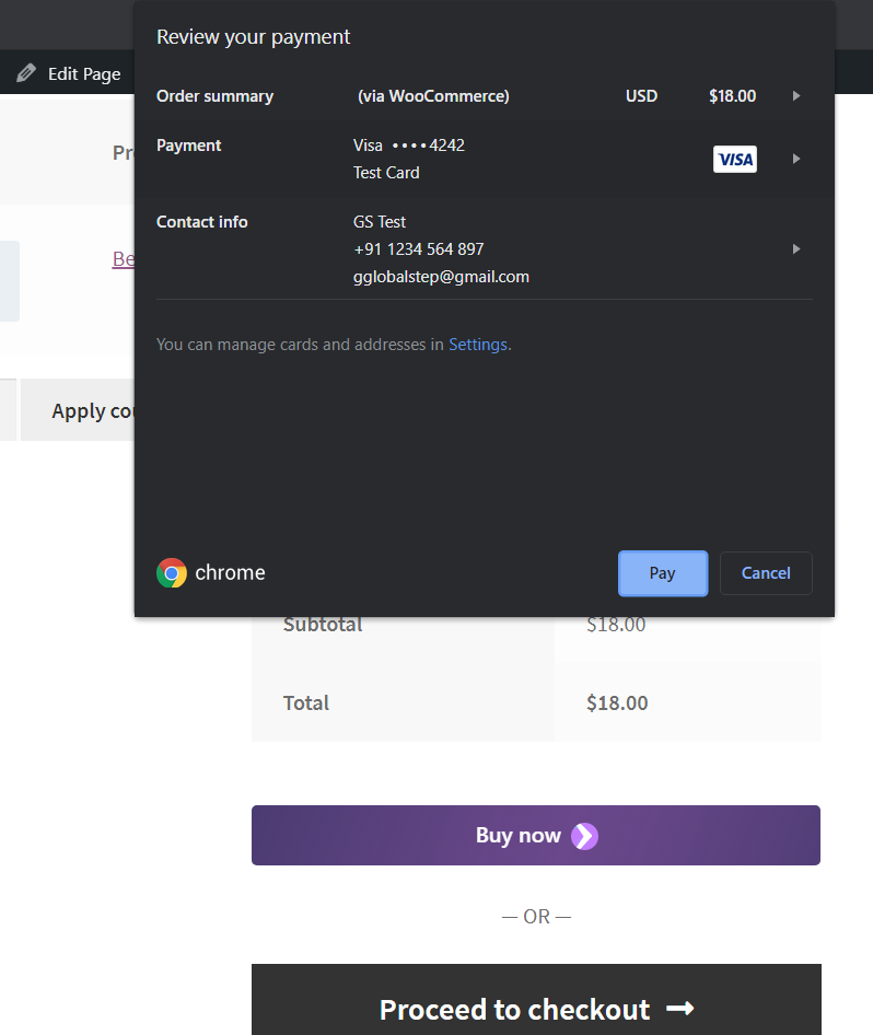 [GlobalStep] Paying via Payment Request on a product page asks for a shipping option when no ...