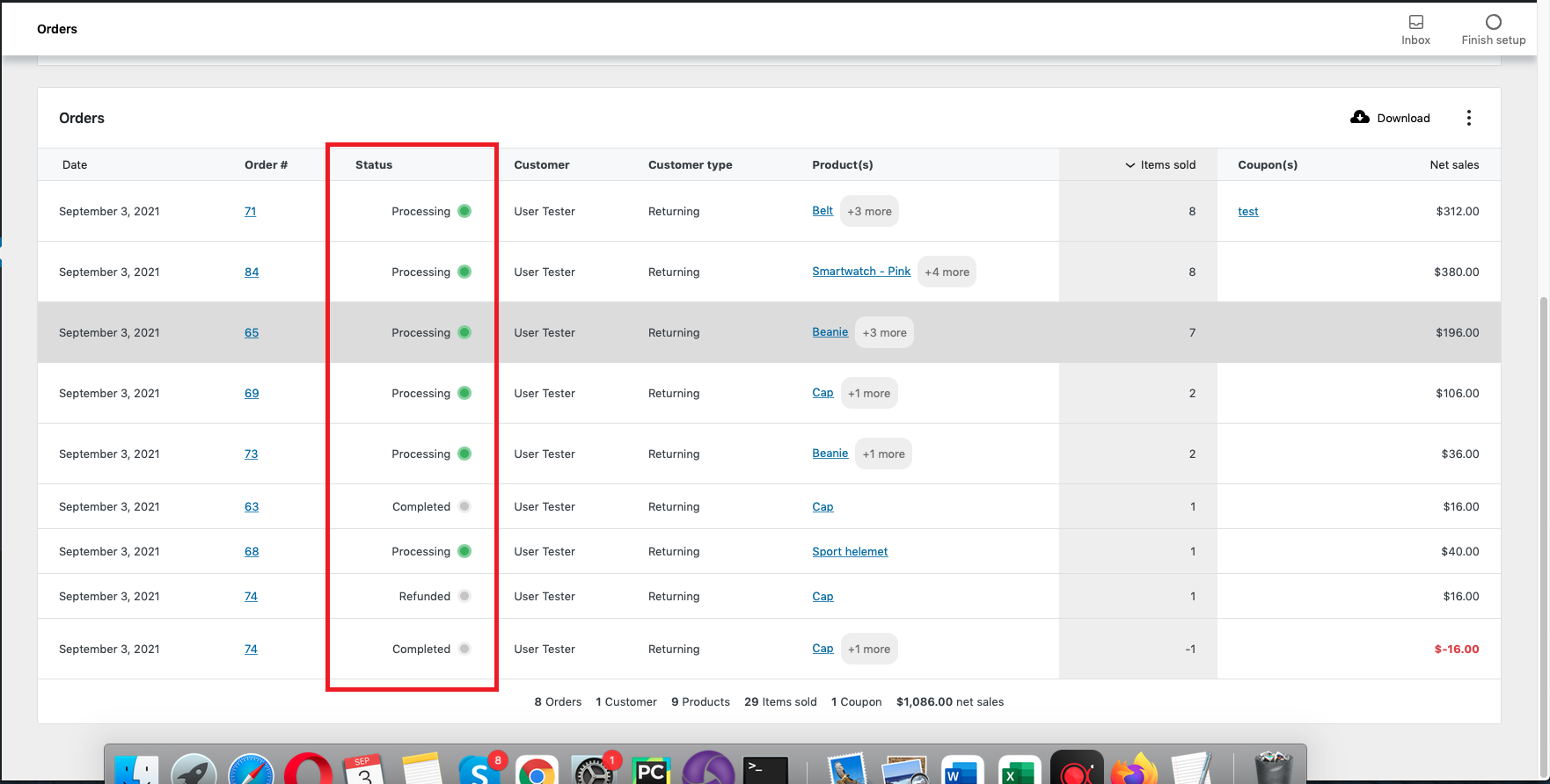 [GlobalStep - 2.7.0 Beta-1] "Status" column appears misaligned on "Analytics>> Orders" Screen ...