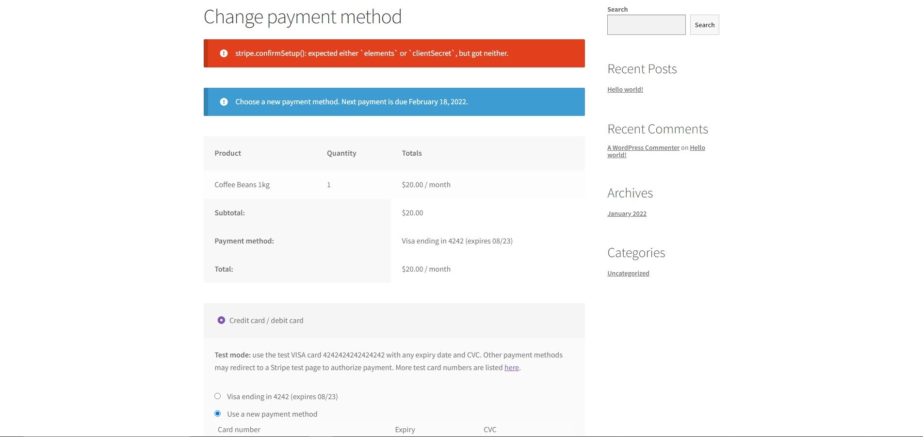 [GlobalStep] Error notice triggered "stripe.confirmSetup()" for "Change payment method (card ...