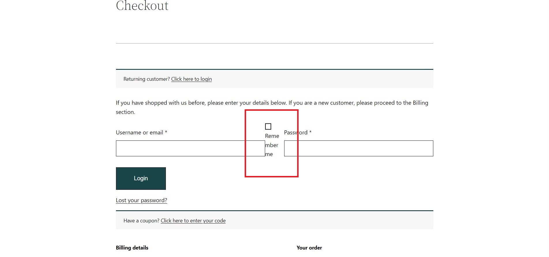 [GlobalStep] For Twenty Twenty-two theme,"Remember me" checkbox for "Login to existing account ...