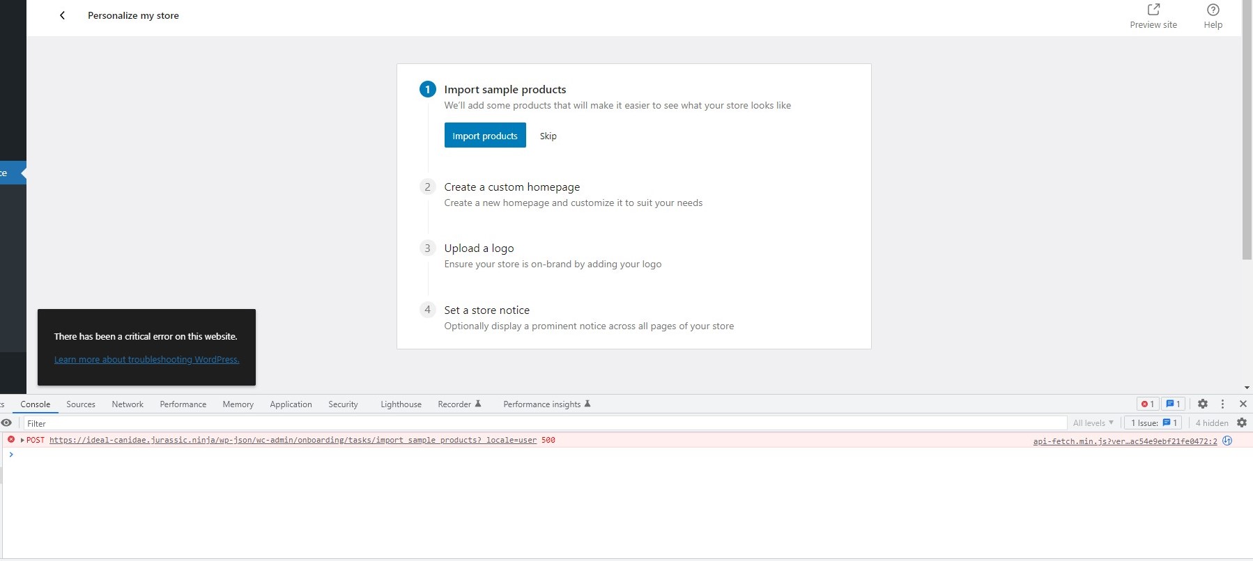 [GlobalStep] “Critical error” notification displayed on clicking “Import products” button on ...