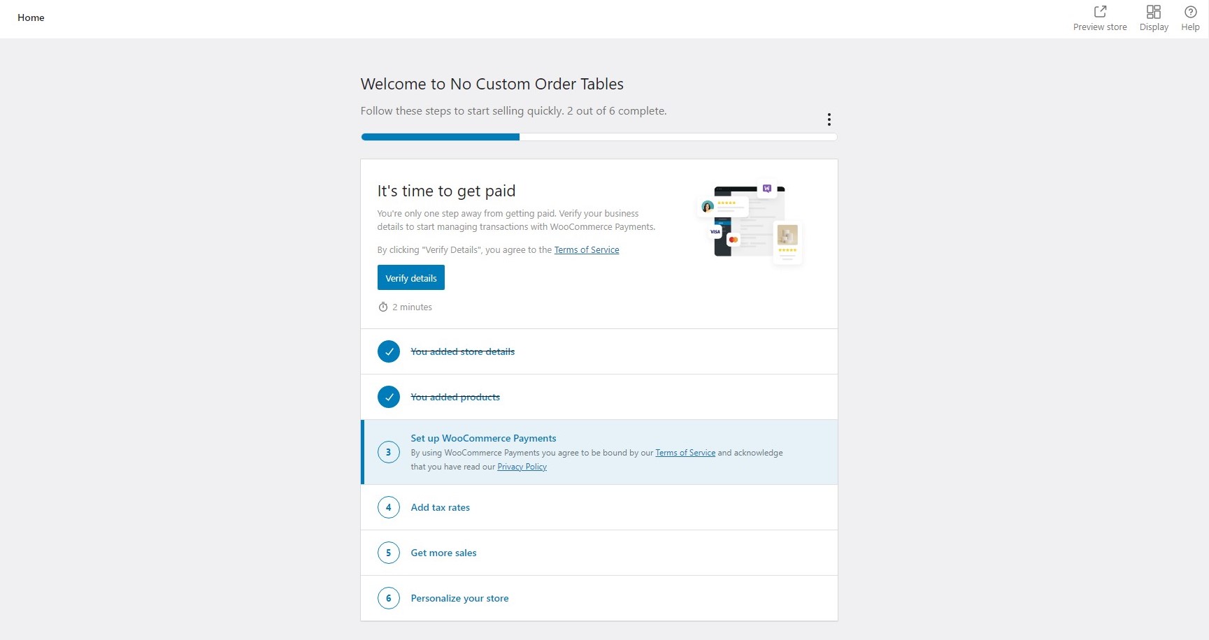 [GlobalStep] [Custom Order Tables] "Set up WooCommerce Payments" task fails to complete after ...