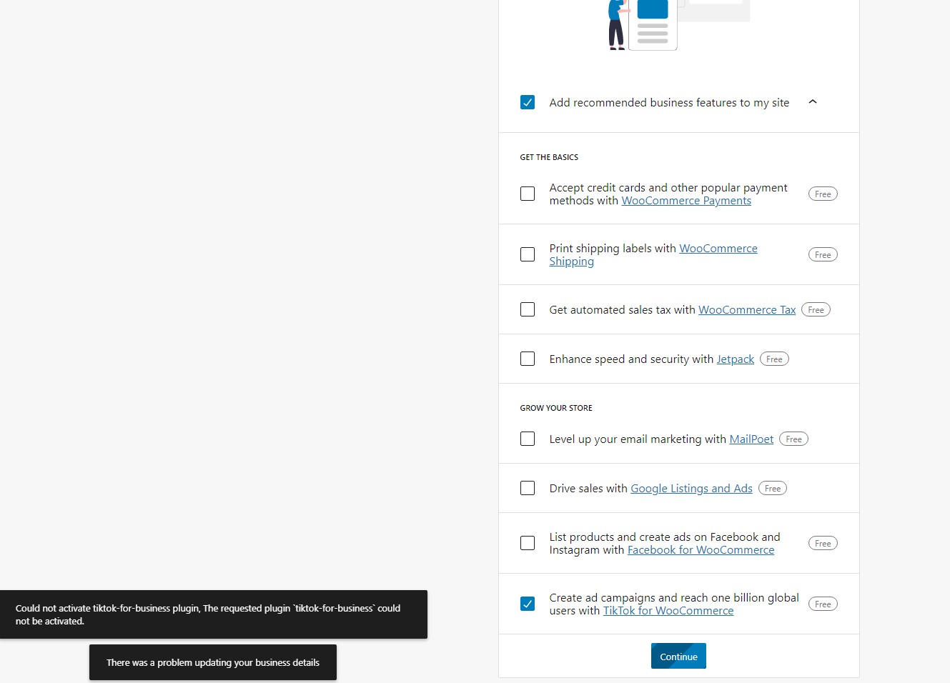 [GlobalStep] "Could not activate tiktok" notification displayed after selecting "TikTok for ...