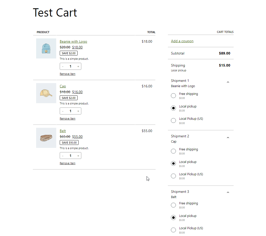 [GlobalStep] “Multiple shipments must have the same pickup location” notice fails to display ...
