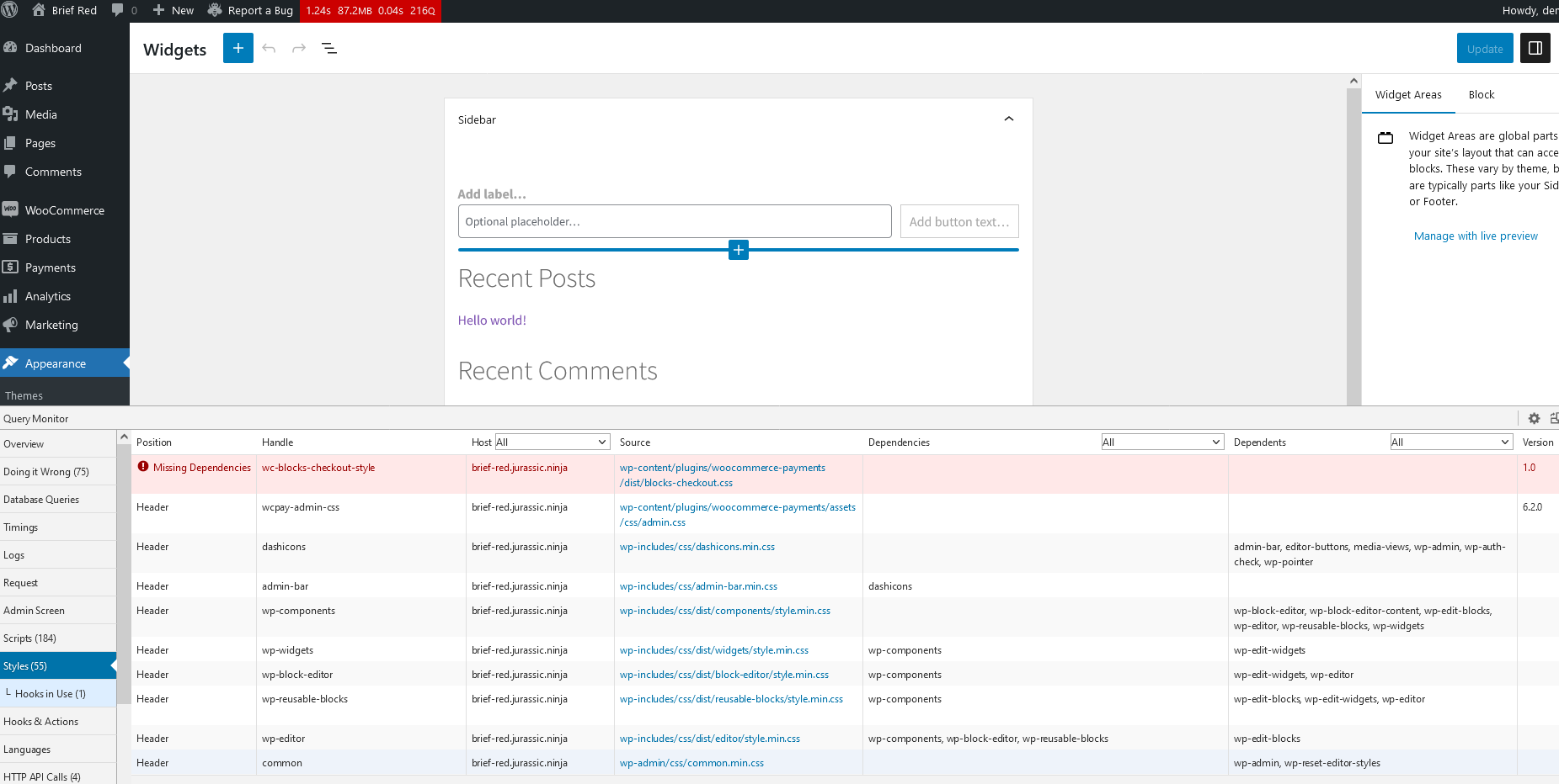 [GlobalStep] [WP 6.3 RC1] "Missing Dependencies" error triggered after setting up "Woocommerce ...