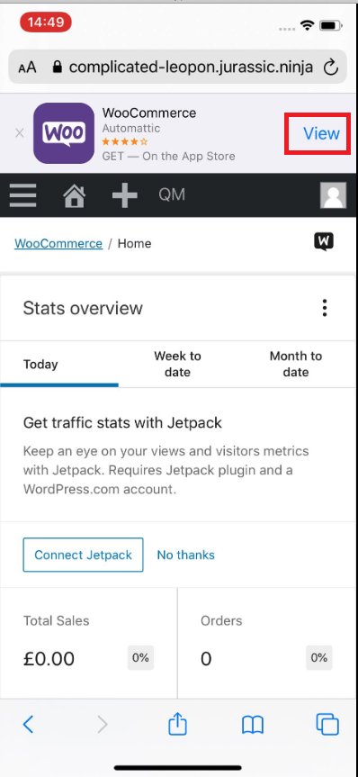 [GlobalStep - WooCommerce 4.6 Beta 1][iOS] Website fails to display "Install" button for mobile ...