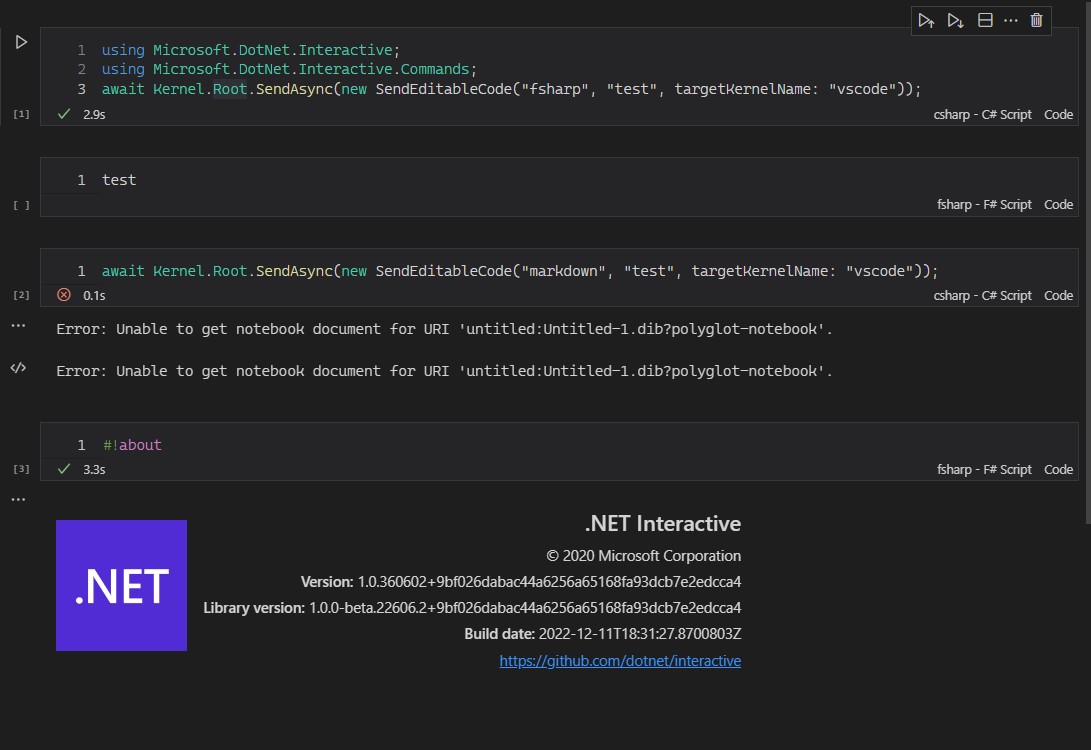 Sendeditablecode Markdown Language Not Working · Issue 2561 · Dotnetinteractive · Github