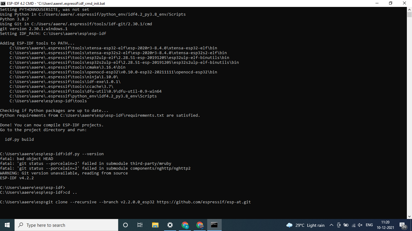 CMake error when doing idf.py set-target esp32 (IDFGH-6384) · Issue ...
