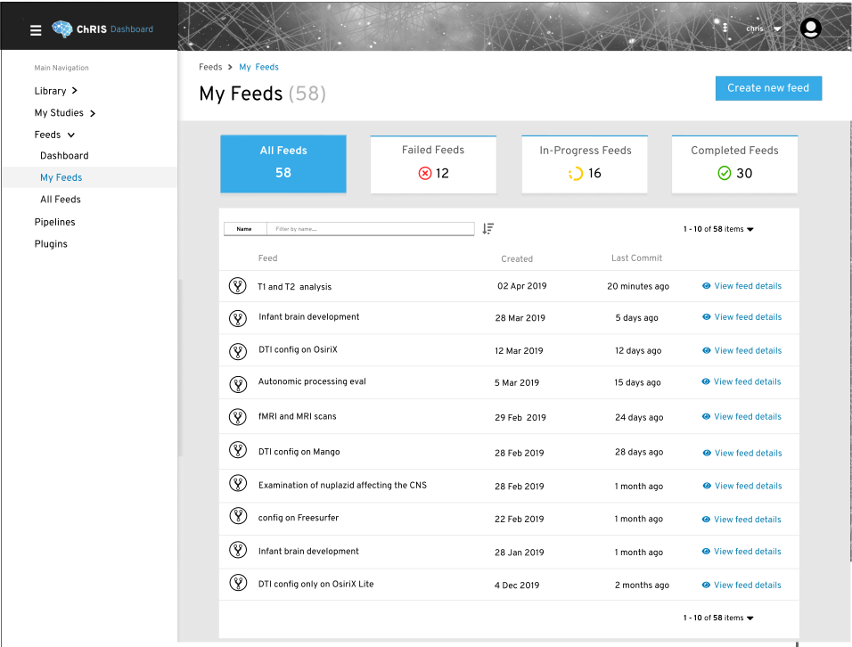 (ChRIS UI - P1 - DESIGN) My Feeds Feed List - design & development · Issue #31 · FNNDSC/ChRIS_ui ...