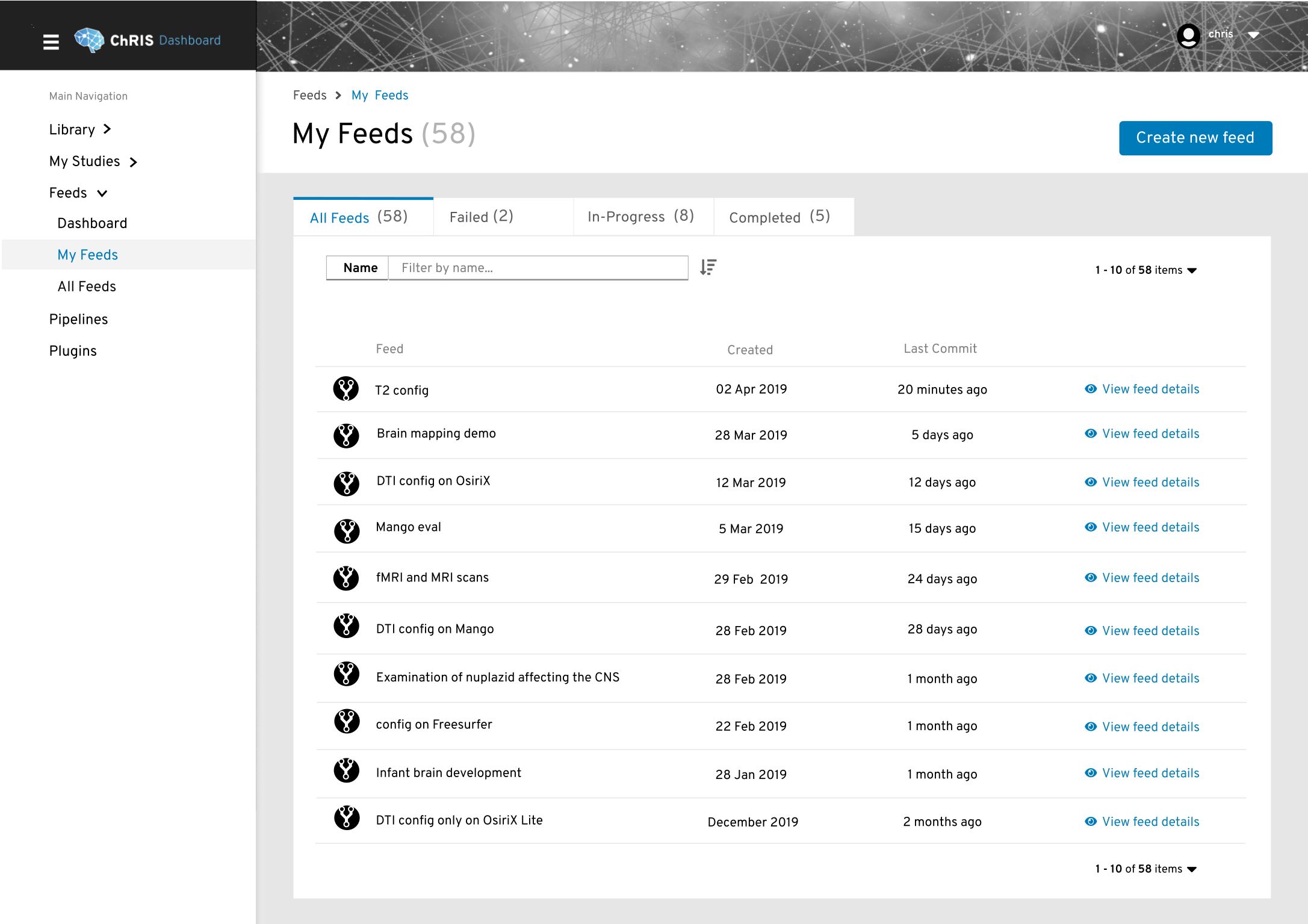 (ChRIS UI - P1 - DESIGN) My Feeds Feed List - design & development · Issue #31 · FNNDSC/ChRIS_ui ...