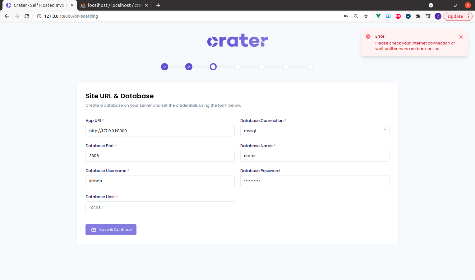 Installation Error · Issue #135 · crater-invoice-inc/crater · GitHub
